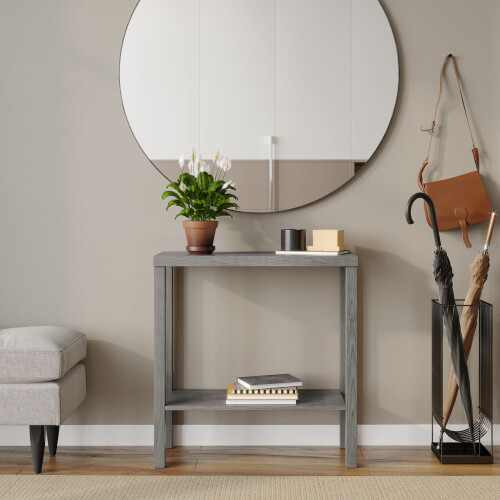 (Cedar Grey) 2-Tier Wooden Narrow Console Side Table Entryway Hallway ...