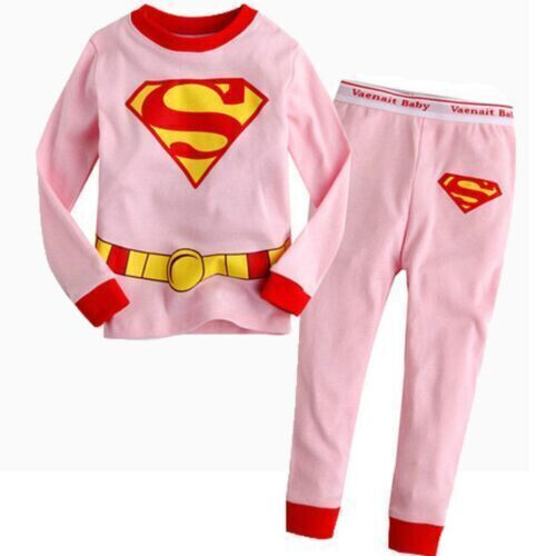 (#1 Pink Superman - Superhero Print Pajamas Pjs Set, 1-2 Years) Kids ...