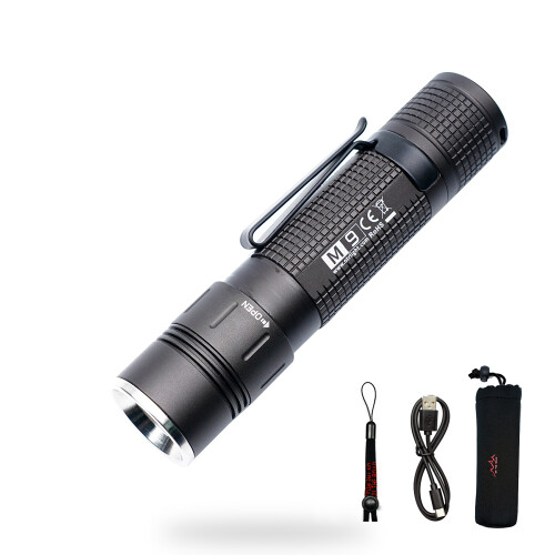 ON THE ROAD M9 LED Mini Flashlight 1100LM 4 Modes Adjustable Type-C ...
