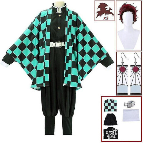 (full set, 140cm) Demon Slayer Tanjirou Kamado Cosplay Costume Anime ...