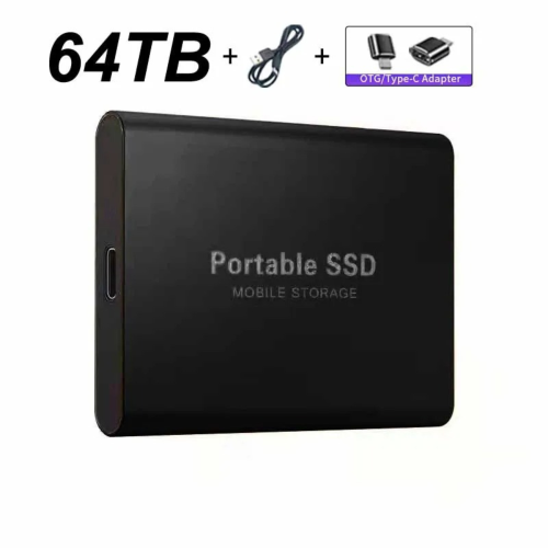 (Black 64TB) External Hard Drive Portable Shockproof Mobile SSD on OnBuy
