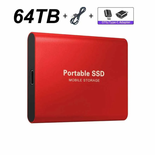 (Red 64TB) External Hard Drive Portable Shockproof Mobile SSD on OnBuy