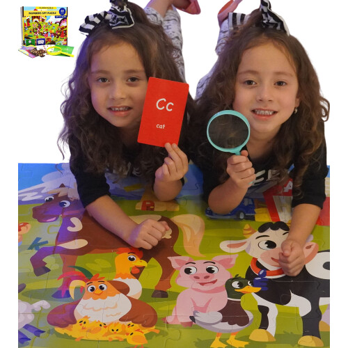 I Spy Alphabet Puzzle with Flashcards and Magnifying Glass 2ft x 3ft ...