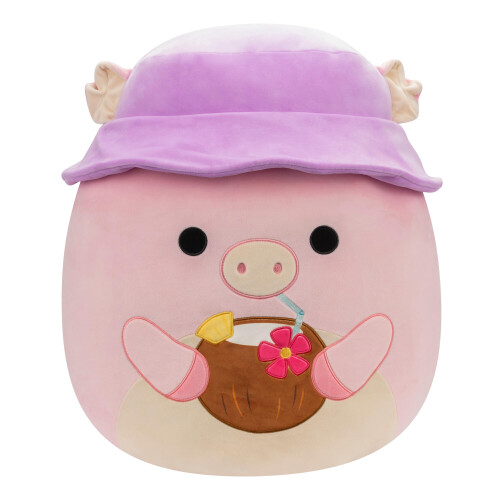 Squishmallows Original 20-Inch Peter Pig with Purple Bucket Hat and ...