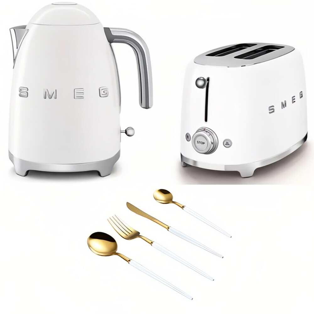 SMEG Kettle and Toaster Bundle with Free Lovii Cutlery Set on OnBuy