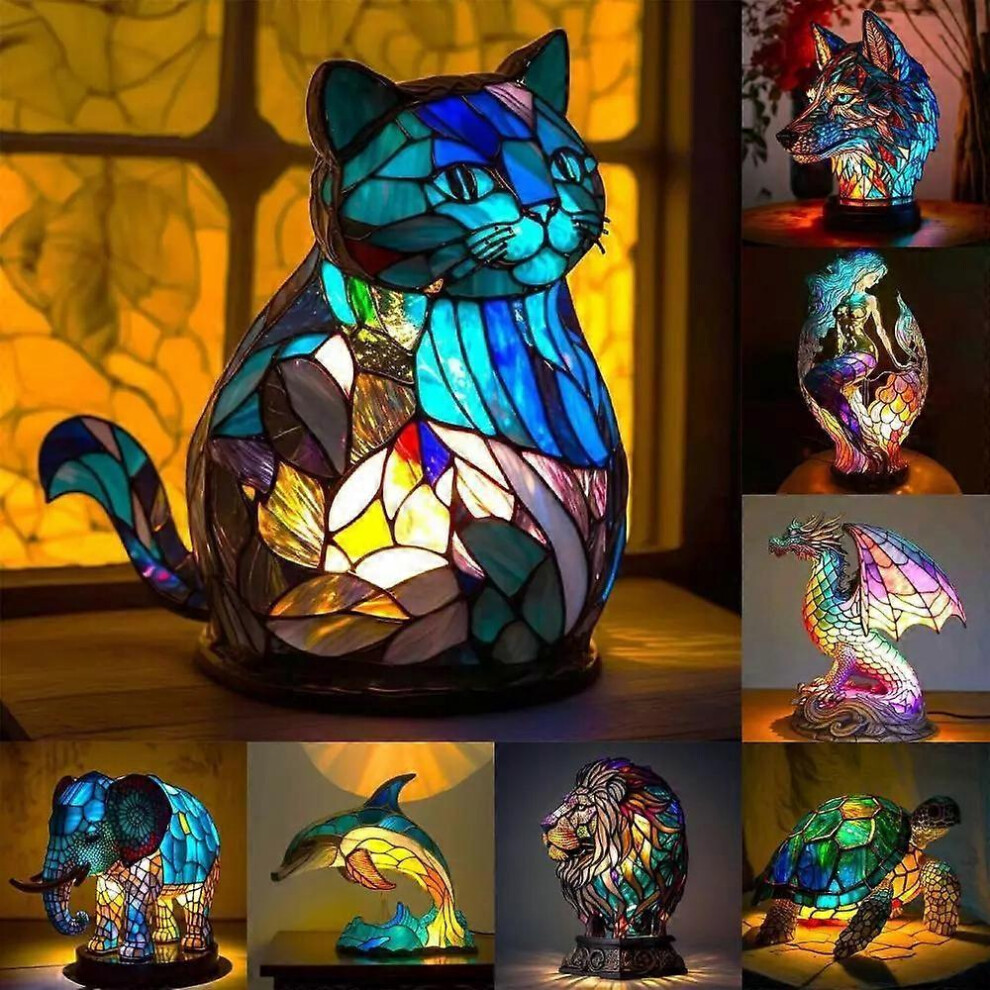 (Rooster) Animal Table Lamp Series Stained Glass Stained Night Light ...