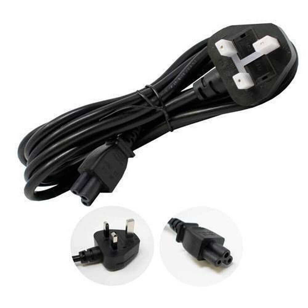 1.8M C5 Clover Leaf To UK 3 Pin Mains Power Lead Cable - Black on OnBuy