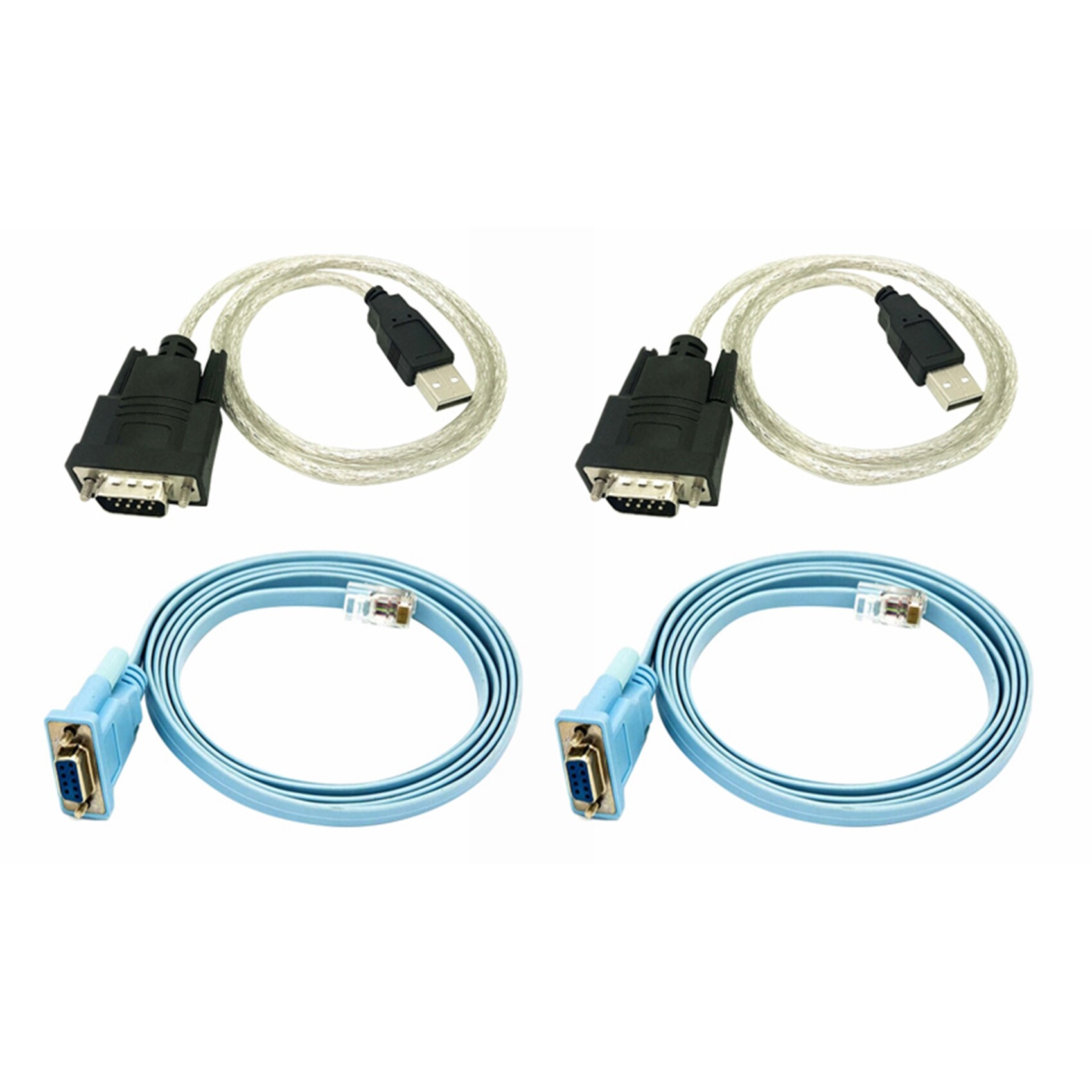 2X RJ45 Network Cable Serial Cable Rj45 to DB9 and RS232 to USB (2 in 1 ...