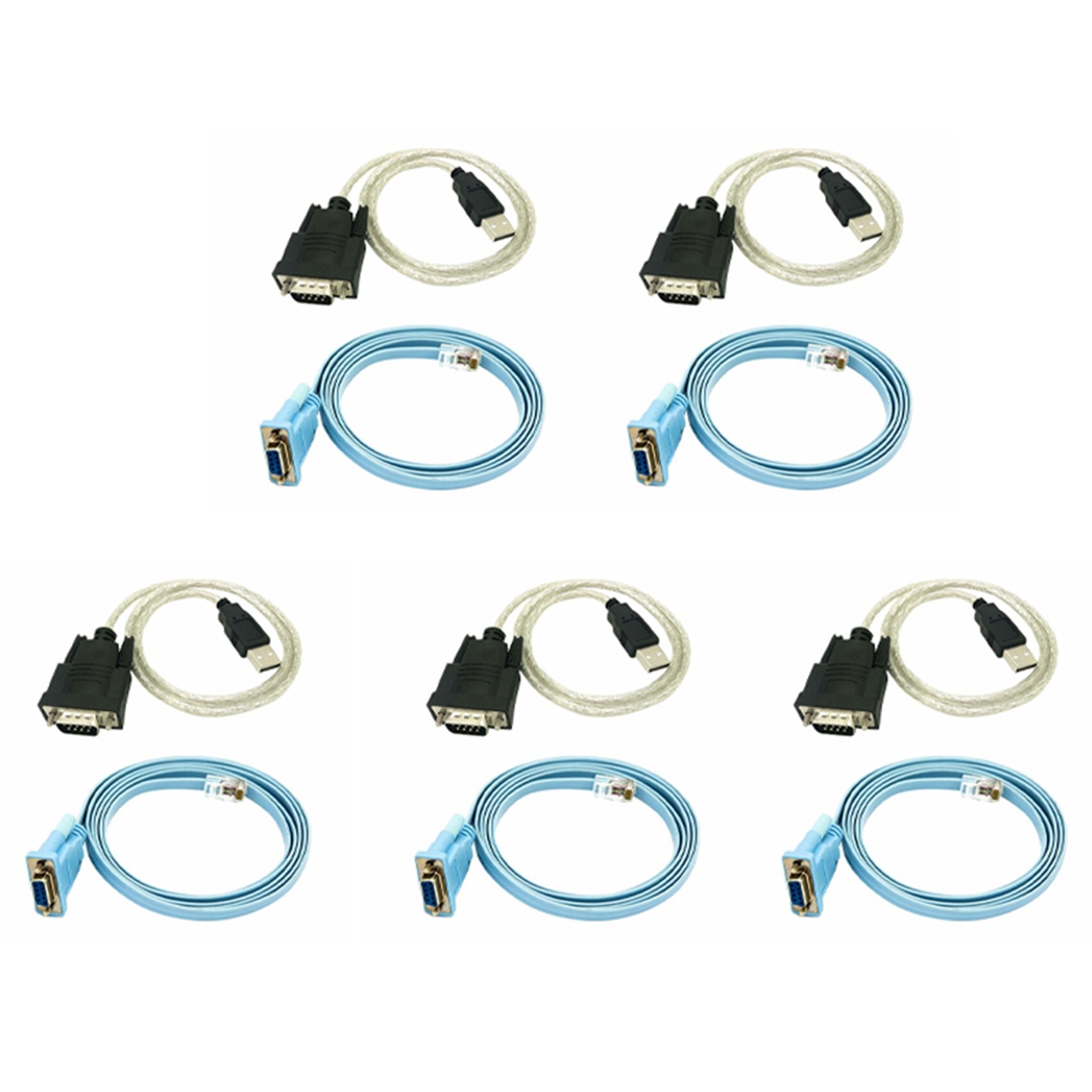 5X RJ45 Network Cable Serial Cable Rj45 to DB9 and RS232 to USB (2 in 1 ...