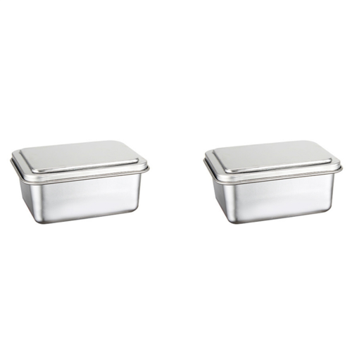 2X Stainless Steel -Keeping Box Storage Box with Lid Food Storage Box ...
