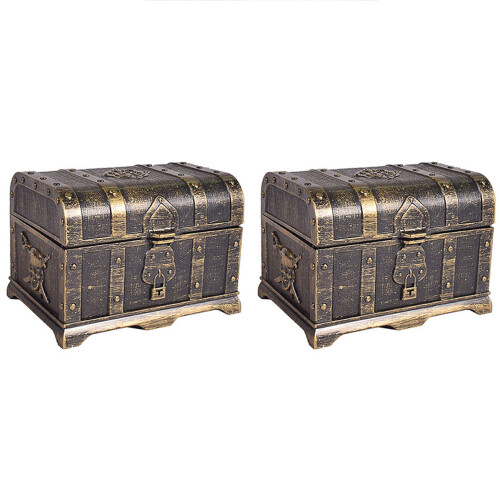 2X Pirate Treasure Chest Treasure Chest Keepsake Jewelry Box Plastic ...