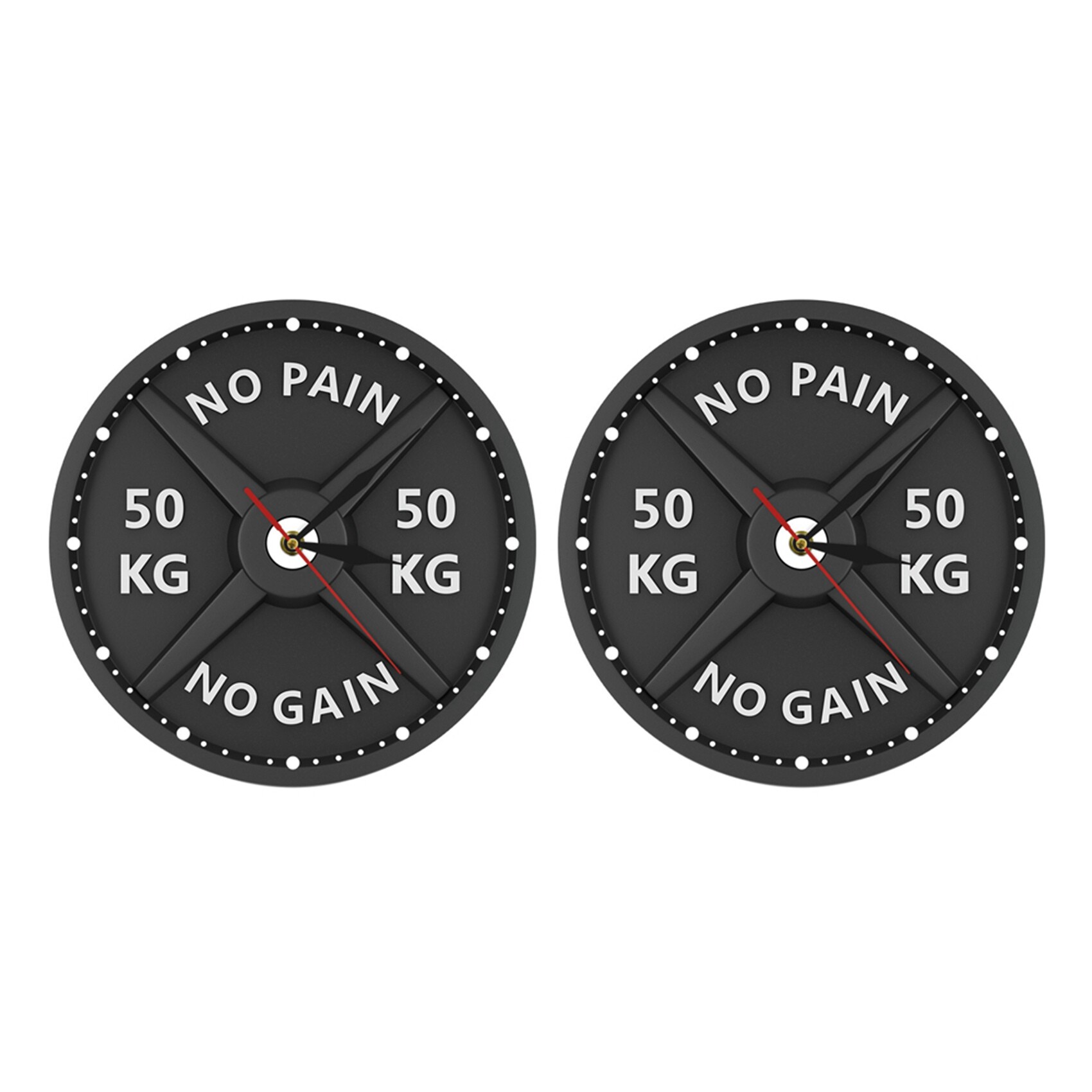 2X 50KG Print Wall Clock Circular Gym Weight Lifting Dumbbell ...