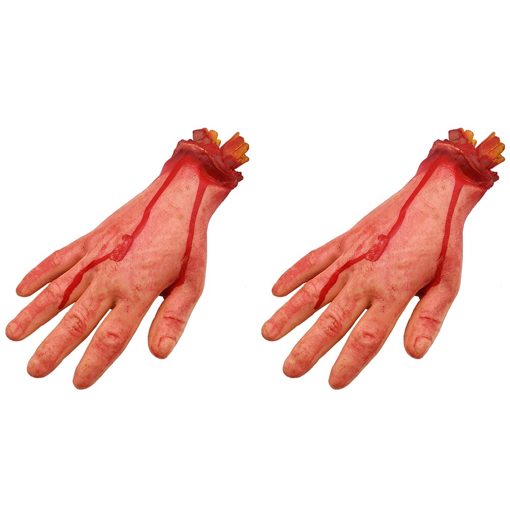 2X Bloody Horror Scary Halloween Prop Severed Life Size Arm Hand House ...