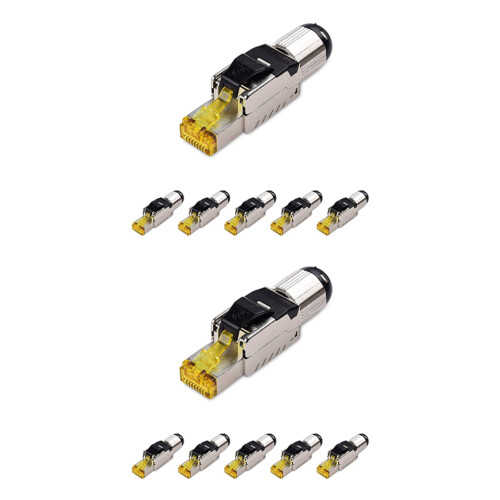 12-Pack Tool Free Shielded RJ45 8, Cat8 Field Termination Plug, Cat8 ...