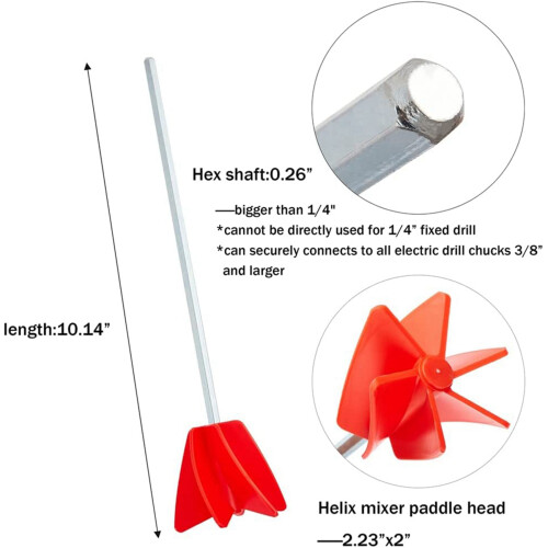 2X Paint Mixer & Epoxy Mixer Attachment with 1/4Inch Hex Drill Chuck ...