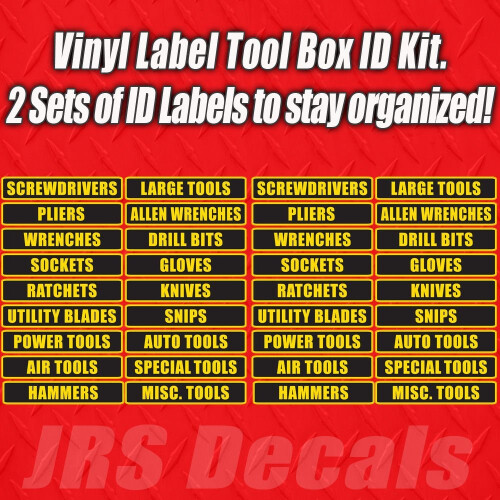 Tool Box Label Decal Sticker Set. Organization Label Set for Toolbox ...