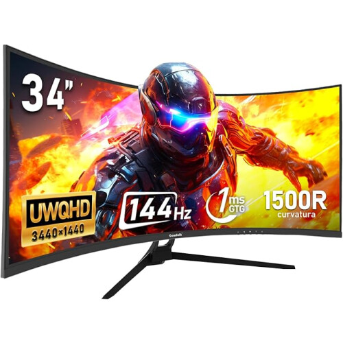 34 Inch Ultrawide Curved 144Hz Gaming Computer Monitor 1500R PC Screen ...