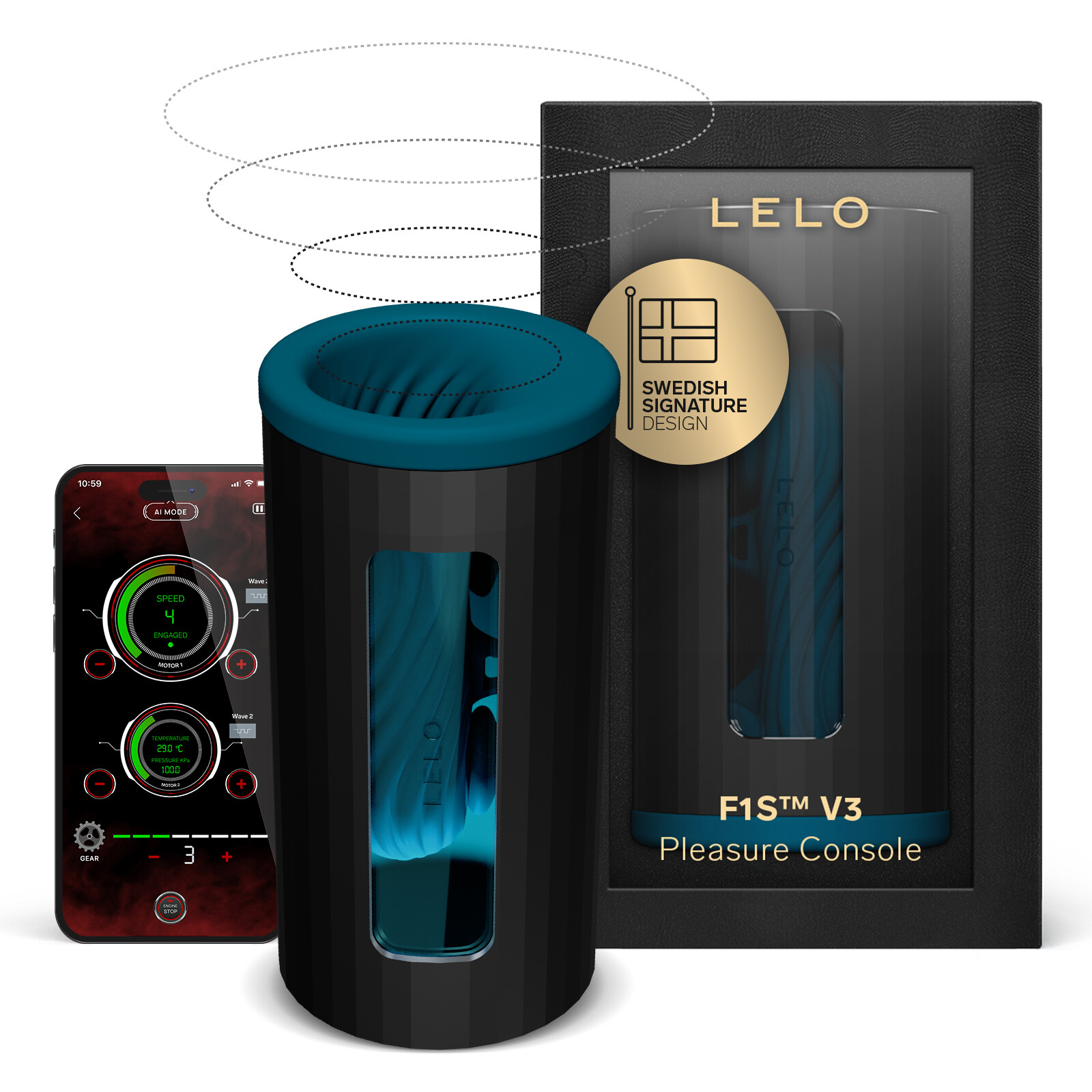 (Teal, Standard) LELO F1S V3 Male Pleasure Console With Bluetooth App, 8 Pleasure Settings And ...