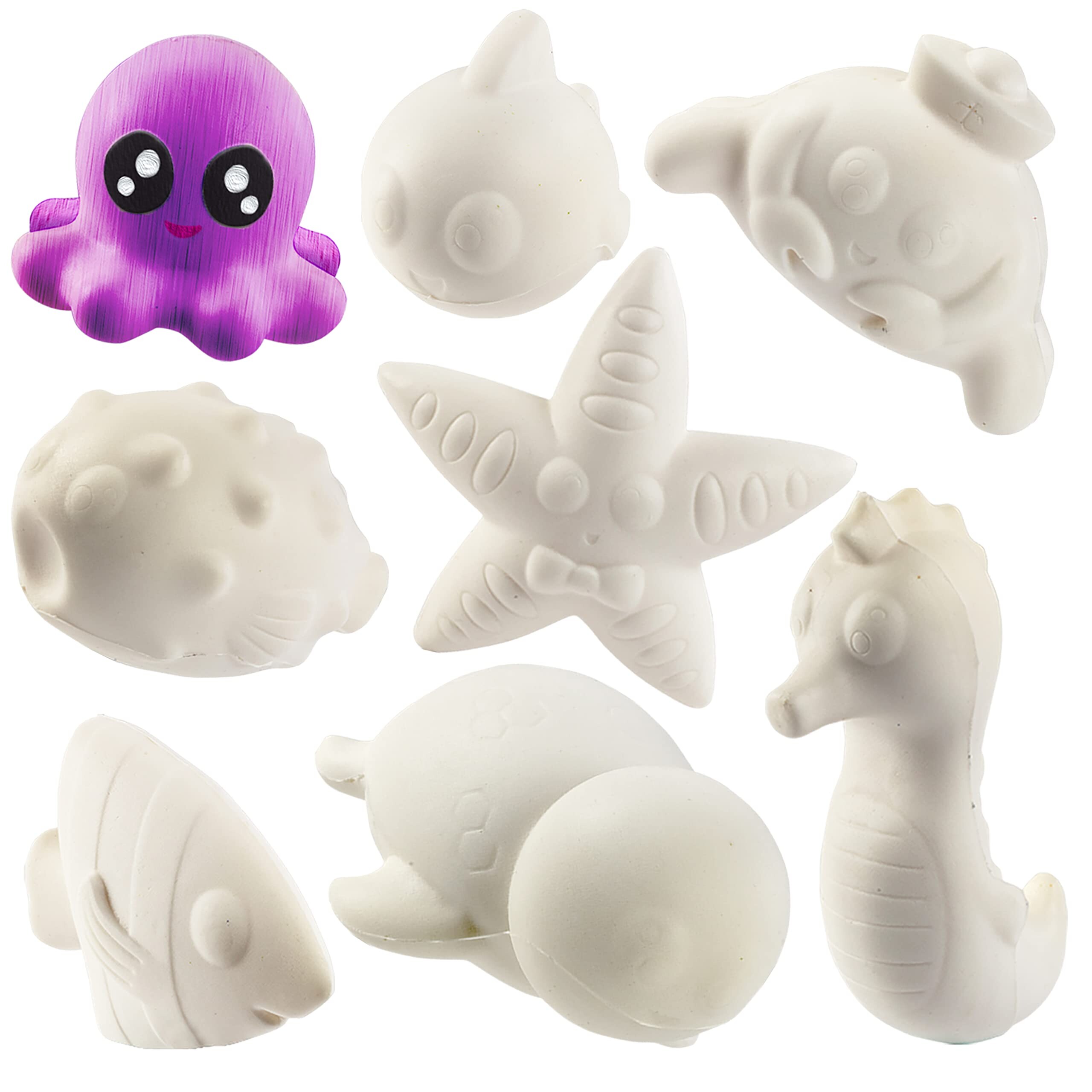 DIY Party Craft Kit Jumbo Ocean Pals Squishies (8 Unique Sea Animals)-White Kawaii Scented Slow ...