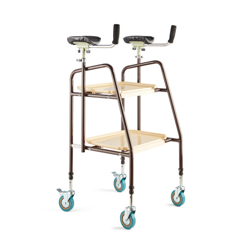 Indoor Mobility Walker Rollator Trolley Frame with Trays & Forearm ...