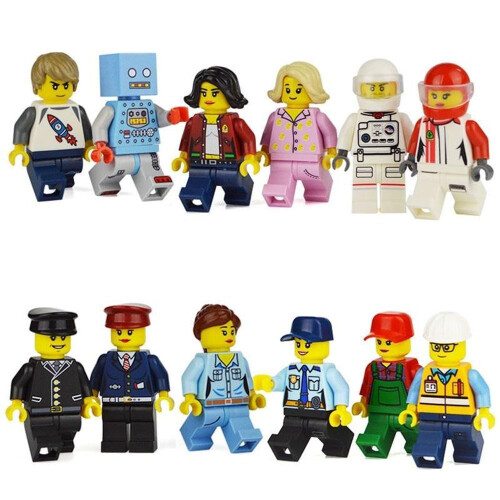 (as the picture) 12pcs City Series Astronaut Racing Driver Farmer ...