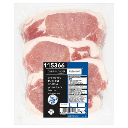Chef's Larder Premium Unsmoked Thick Cut Rindless Prime Back Bacon 2kg on OnBuy