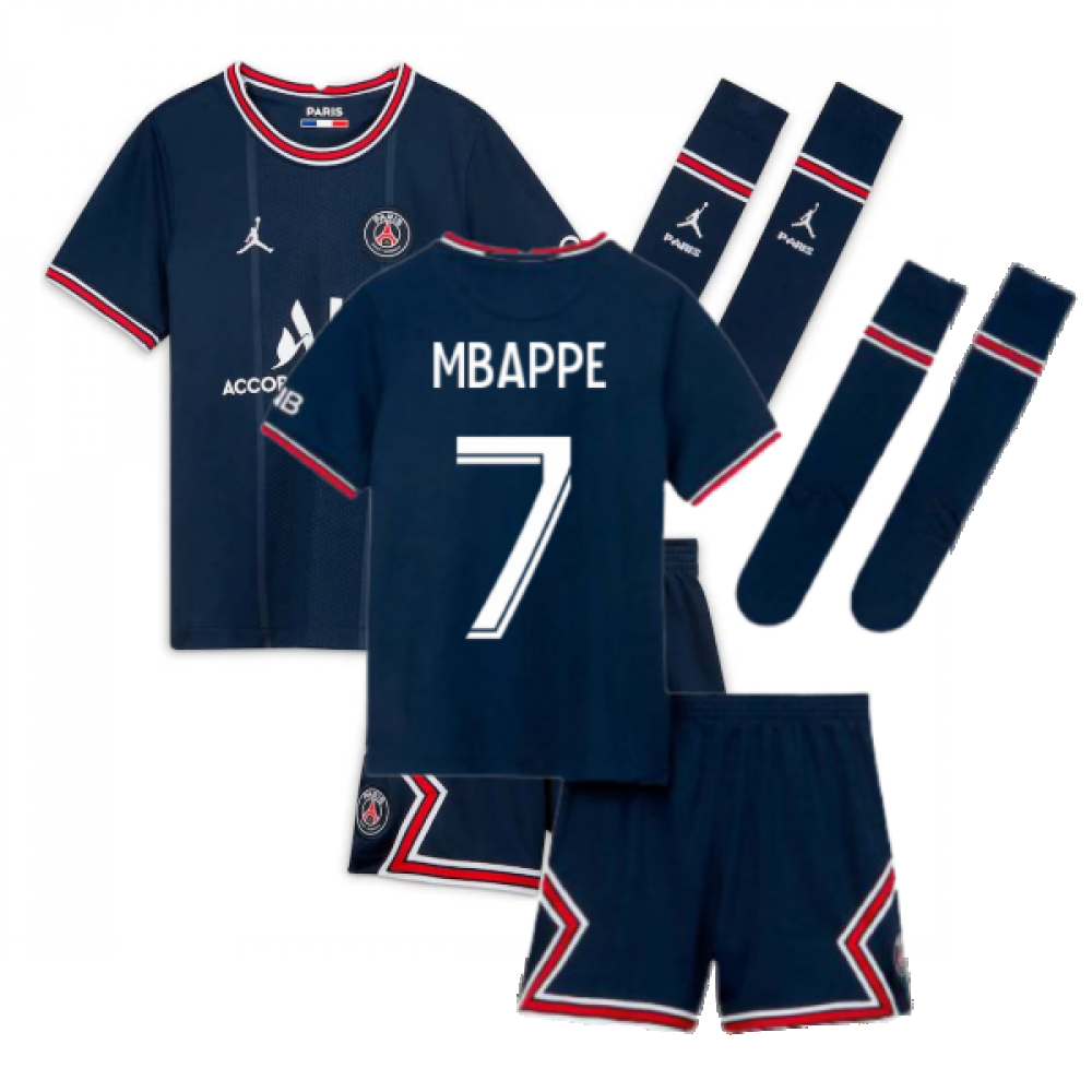 (XSB) PSG 2021-2022 Little Boys Home Kit (MBAPPE 7) on OnBuy