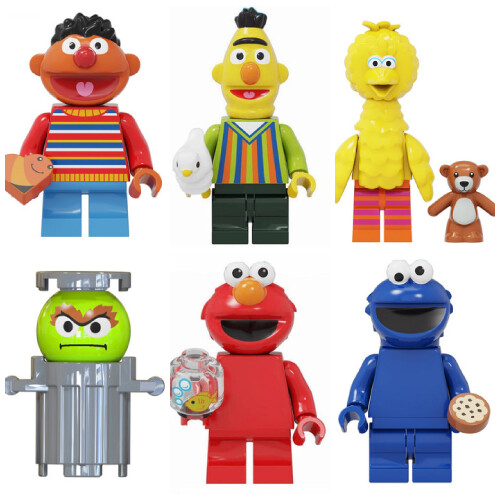 Sesame Street LEGO-Compatible 4cm Mini Figures: Big Bird, Elmo, Bert ...