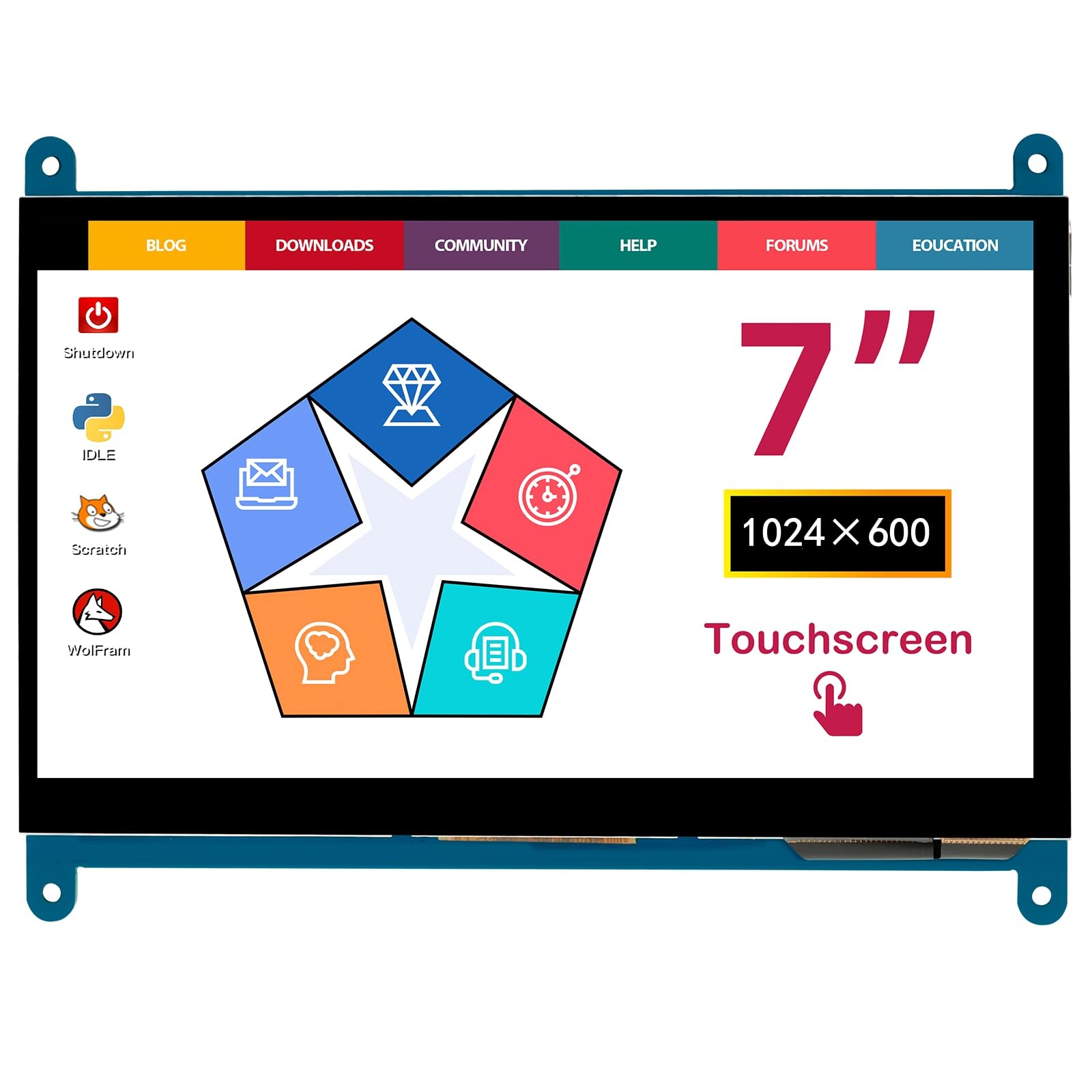 For Raspberry Pi Screen, 7-Inch Touchscreen Monitor 1024X600 Raspberry ...