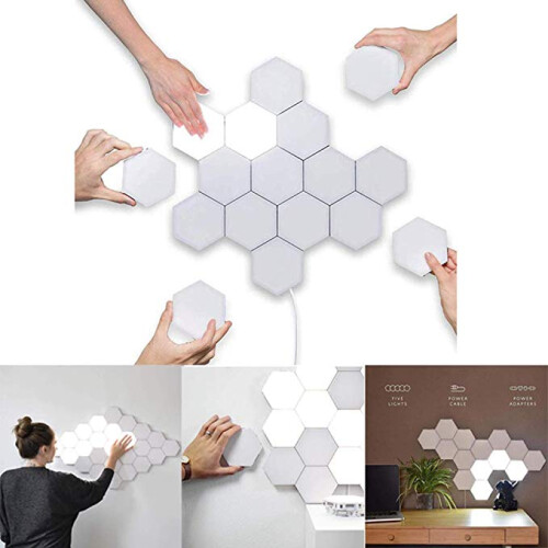 LED Quantum Hexagonal Wall Lamp Modular Touch Sensor Light Fixture ...