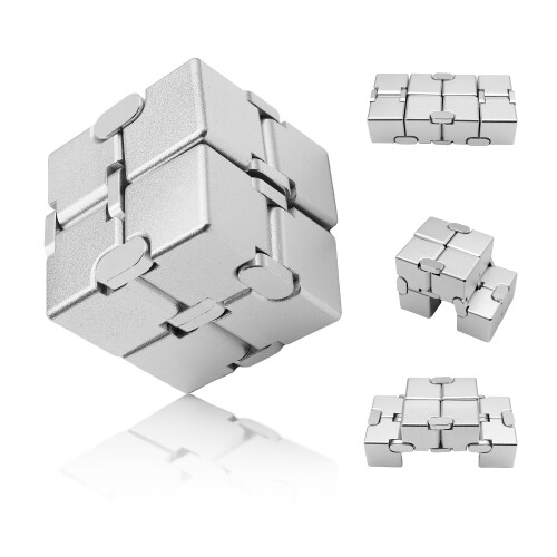 DOLASEV Silver Infinity Cube Kids Fidget Toy Fidget Toys Adults Anxiety ...