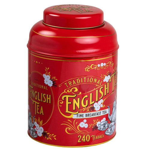 New English Teas Vintage Victorian Tea Caddy in Red with 240 Fine ...