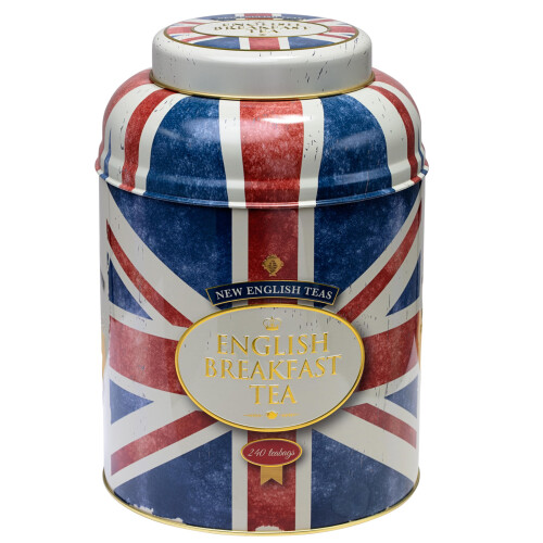 New English Teas Union Jack Large Round Tea Caddy with 240 English ...