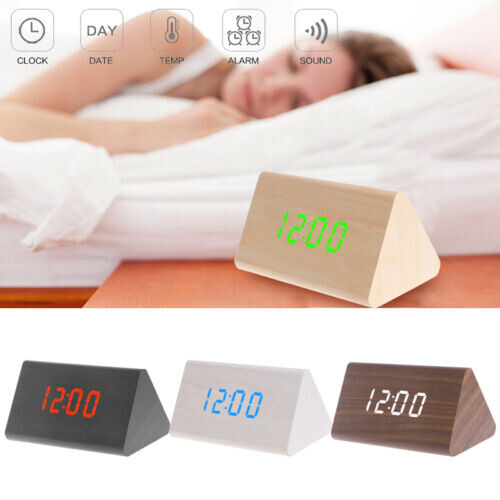 Voice Hot Wooden Led Display Alarm Digital Triangular Desk Clock ...