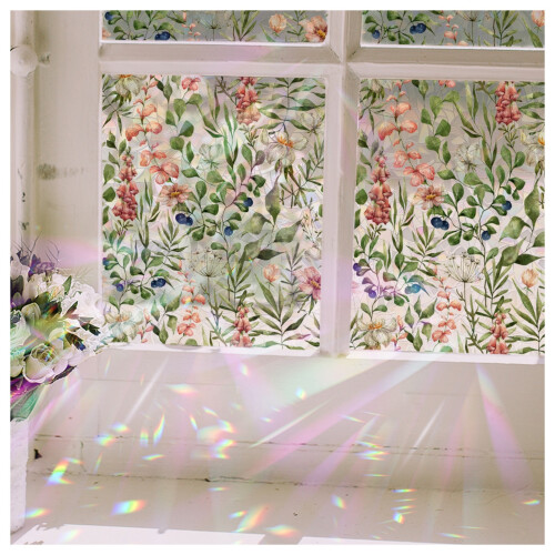 (43x300cm) Spring Flowers Glass Window Films No Glue Static Privacy ...