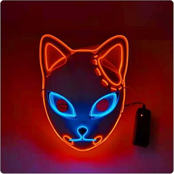 LED Demon Slayer Mask, Fox Mask Japanese Anime Killer Anime Cosplay ...