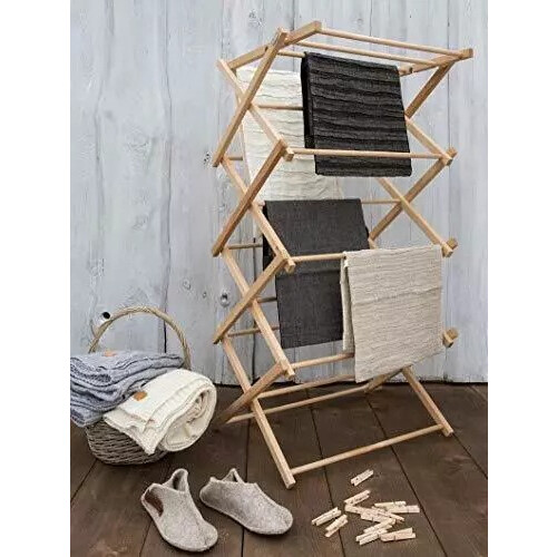 Clothes Airer Dryer Horse Maiden Wooden Folding Traditional 4 Tier ...