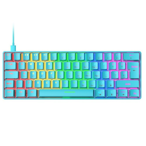 (Blue, Blue Switch) Mechanical Keyboard 62 Keys NKRO RGB Backlight Type ...
