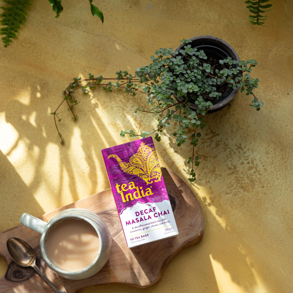Tea India Decaf Masala Chai Tea Bags, 160 Count (4x40), Biodegradable ...