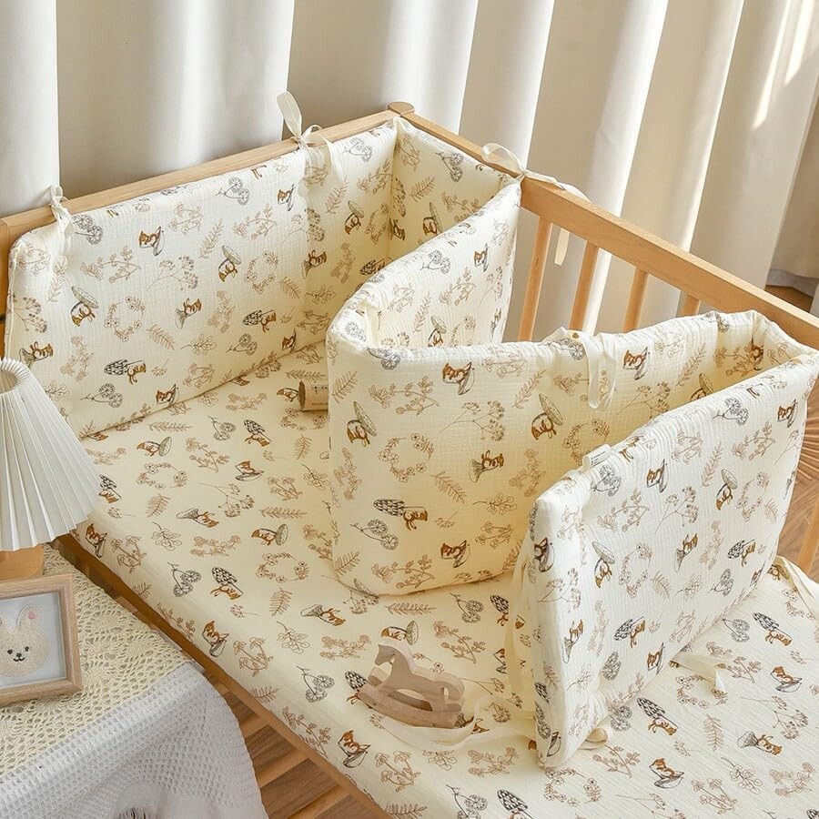 (100cm, F) Cot Bumper Breathable Crib Bumper Baby Cot Liners Cot ...