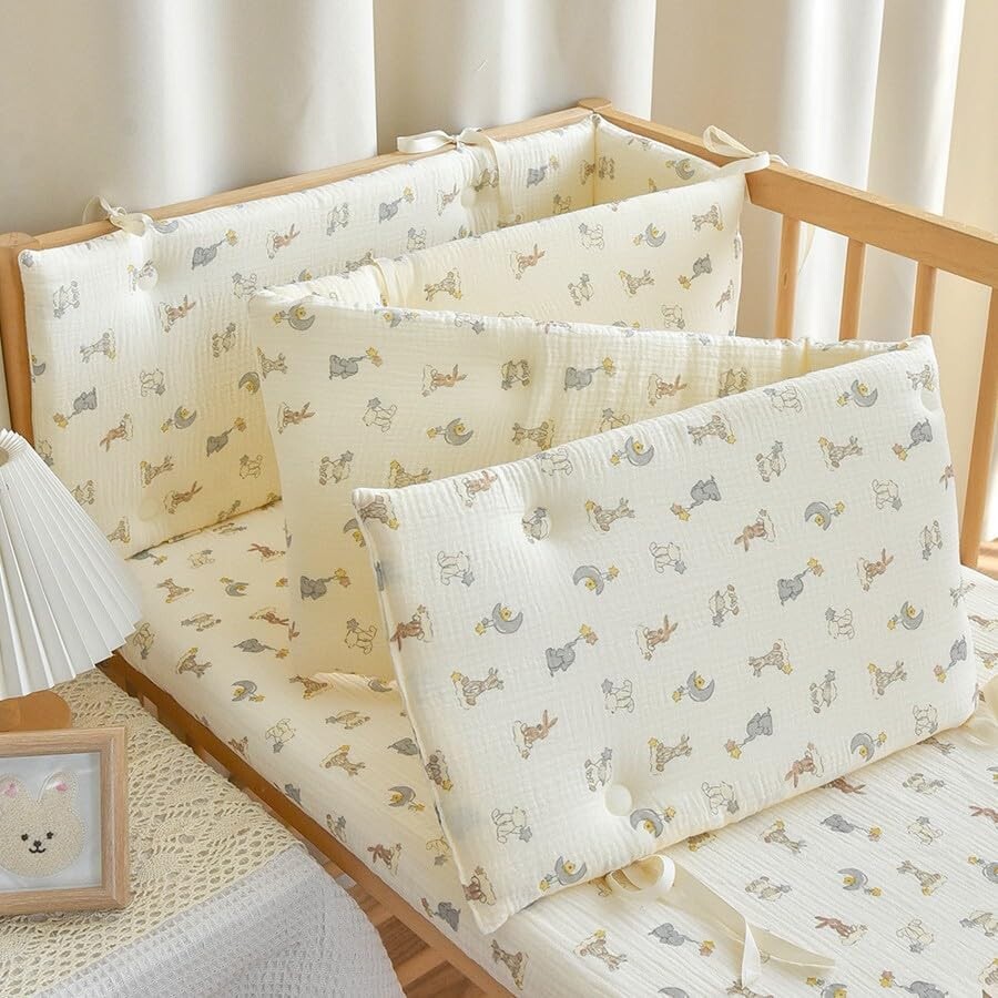 (200cm, D) Cot Bumper Breathable Crib Bumper Baby Cot Liners Cot ...