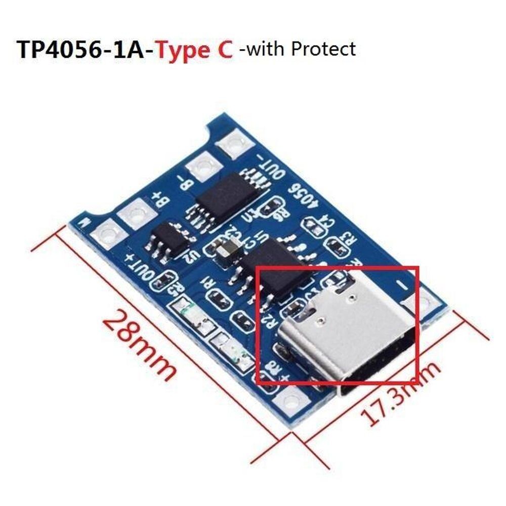 (TP4056-1A-Type C) 1A Type-C / Micro / USB 5V 1A 18650 TP4056 Lithium Battery Charger Module ...