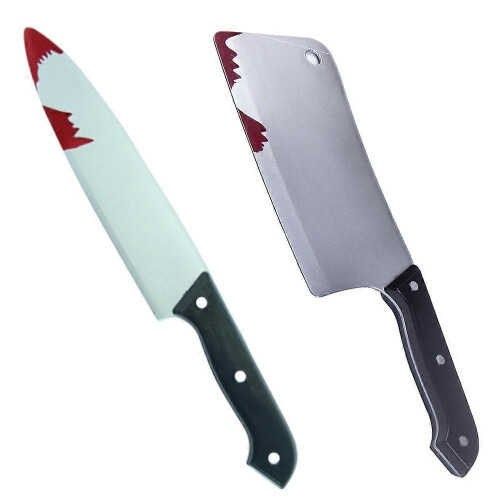 Halloween Prop Fake Bloody Plastic Knife Cosplay Horror Arms Toy Bloody ...