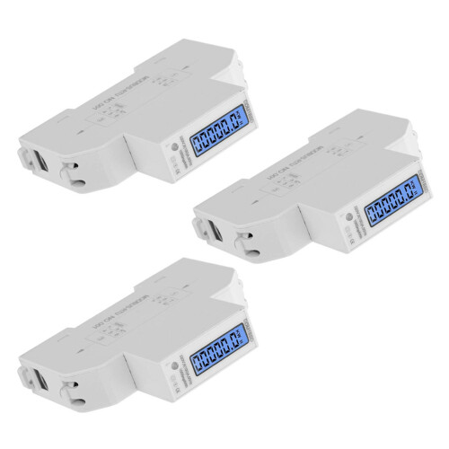 3X 5-100A 220V Energy Meter Single Phase RS485 MODBUS Protocol LCD Backlit Display Din Rail Watt ...