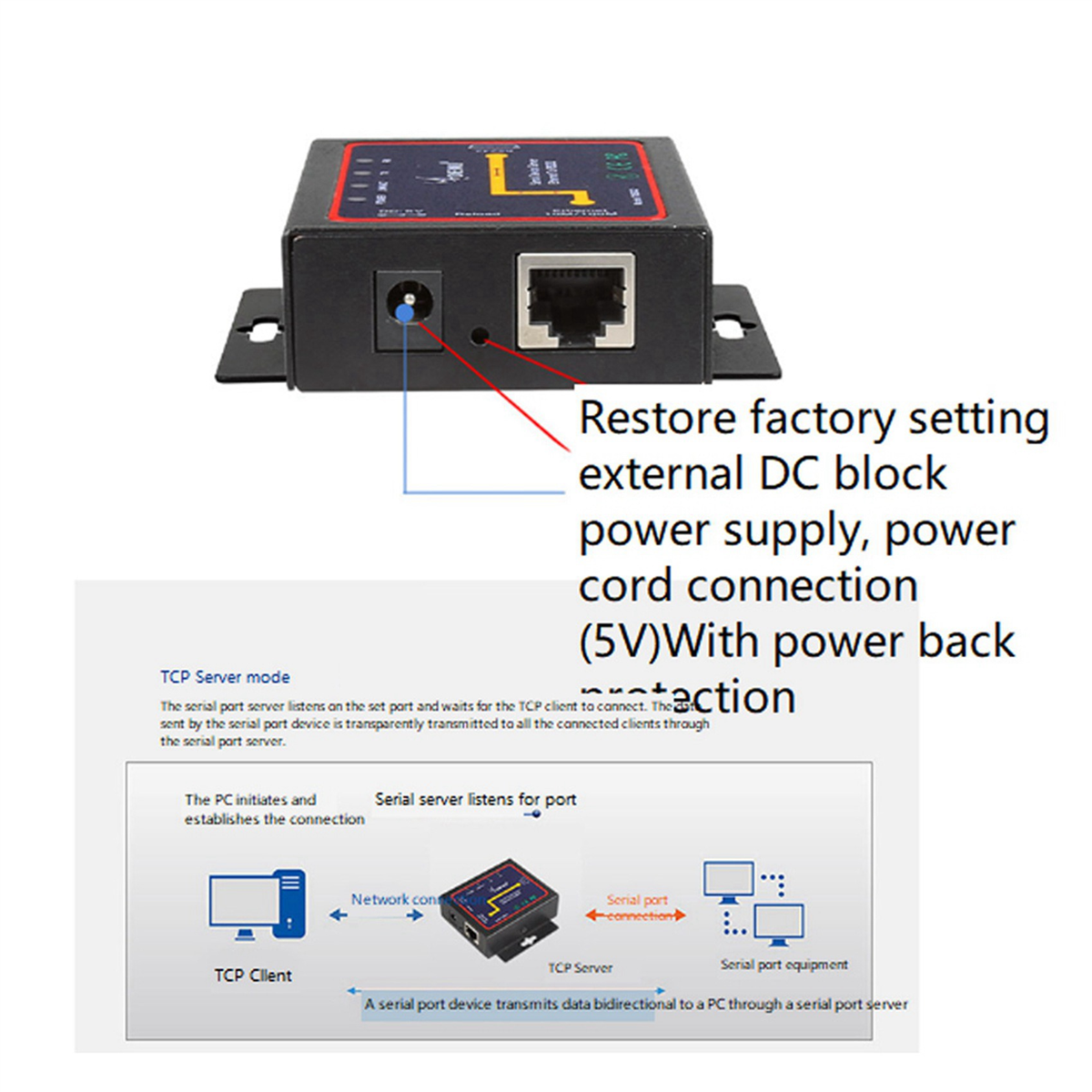 2X Industri?le Modbus Seri?le RS485 RS422 naar Ethernet Converter Apparaat Server /RTU/UDP RJ45 ...