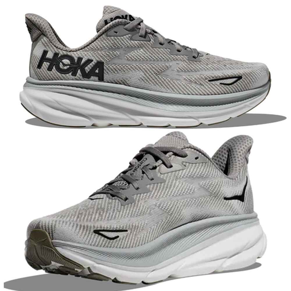 (Light Gray, UK8/EU42) HOKA ONE ONE Clitfon 9 Women Trainers Wear-resistant Platform Running ...