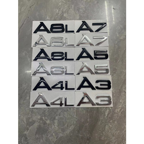 (A4L Silver) Applicable to Audi logo A3 A4 A5 A6L A8L car logo rear tail logo 2.4 1.8T ...