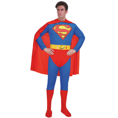 Mens Superhero Superman Costume Super Man Halloween Fancy Dress Stag on ...