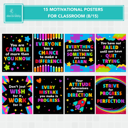Decorably Motivational Posters for Classroom - 15 Motivational Posters ...