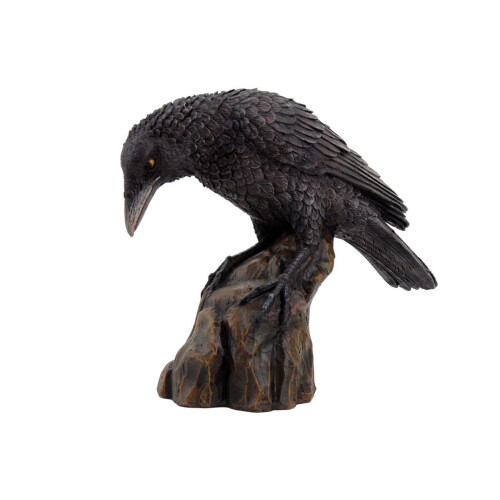 PTC Leaning Black Raven on Rocks Hand Painted Resin Statue Figurine on ...